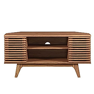Modway Render Mid-Century Modern Low Profile Corner Media TV Stand in Wal, 15 x 46 x 23