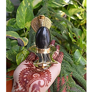 2.25" Shiva Ling with 3.5" Sheshnaag Jalaheri Brass (Narmadeshwar)~I-4898