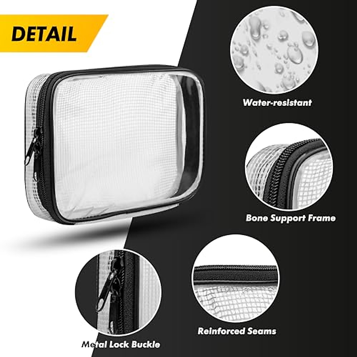 In Flight Mind Clear TSA Approved Toiletry Bag, 3-1-1 Clear Toiletry Bags for Traveling, Clear Makeup Bag for Cosmetics & Skincare Essentials,Clear Zipper Pouch for Men & Women,Clear Travel Pouch-1pc