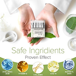 Eye Gel with Hyaluronic Acid, Reduce Dark Circles, Puffiness and Eye Bags. Anti Wrinkle Under Eye Treatment, Hydrating Gel with Collagen, Aloe and Vitamin E, Anti Aging Cream for Men & Women