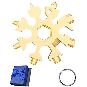 Yiflin 18-in-1 Snowflake Multitool, Stainless Steel Snowflake Tool Snowflake Bottle Opener/Flat Phillips Screwdriver Kit/Wrench, Durable and Portable to Take, Great Christmas Gift with Gift Box