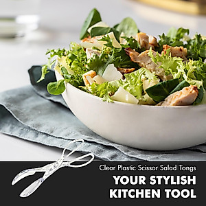 Chef Craft Premium Salad Scissor Tongs, 11 inches in length, Clear