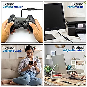 USB 3.0 Extension Cable 4 Feet (3 Pack), USB A Male to Female Cable (from 2ft to 100ft for Selection), 5Gbps Data Transfer Extender Cord for Printer, Keyboard, Mouse, Flash Drive, Hard Drive-4FT/3PK