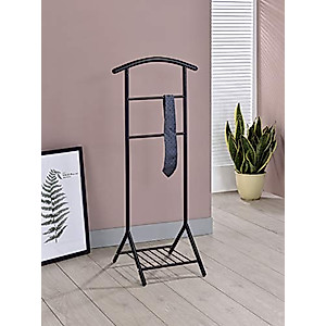 Kings Brand Furniture - Amos Black Metal Wardrobe Suit Valet Stand Organizer, Clothes Rack, Contour Hanger, Trouser Shoe Rack