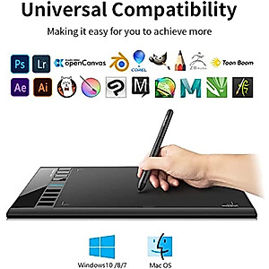 XPPen Star03 V2 Drawing Tablet Graphics Drawing Pen Tablet with 8192 Levels Pen Pressure Battery-Free Stylus Passive Pen Signature Board with 8 Hot Keys (Black)