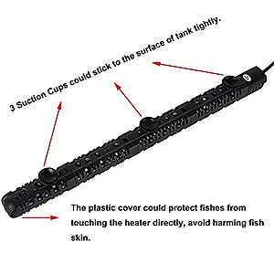 ZHGSERVU 100W/300W/500W Aquarium Heater Submersible 10-90 Gallon 300 Watt Fish Tank Heater with Durable Quartz Glass Protective Sleeve Auto Thermostat for Fresh-Water & Salt-Water