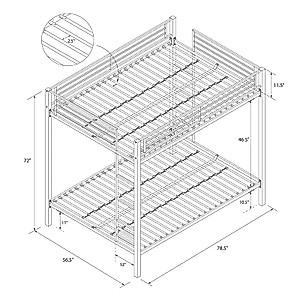 DHP Full over Full Bunk Bed for Kids, Metal Frame with Ladder (Pink)