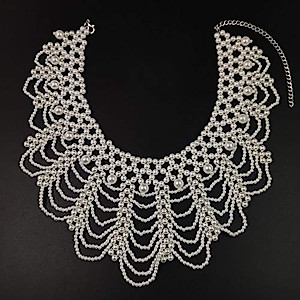 RBG Dissent Collar Necklace for Women Detachable Pearl Beaded Blouse Fake Collar Choker Necklace,Ruth Bader Feminist Collar Necklace