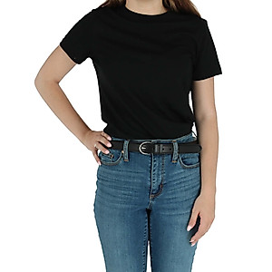 CTM® Women's Leather 1 1/8 Inch Dress Belt, S, Black