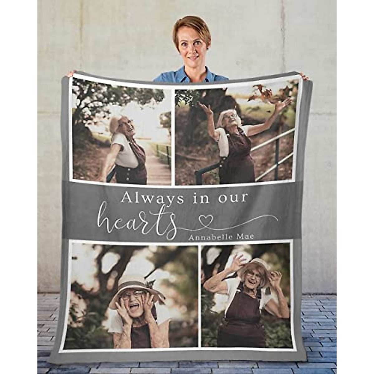 Personalized Memorial Throw Blanket with Pictures Change, Mom Loss Gift, Custom Memorial Blanket, Gift of Sympathy, Bereavement Gift, Mom Memorial Gift, Fleece Sherpa (30x40, 50x60, 60x80 inches)