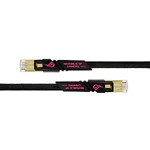 ASUS ROG Cat7 Ethernet Cable – 10 ft Shielded Gaming LAN network cable high speed network up to 600MHz & 10GB Transfer Rates, Nylon Braided, Gold Plated
