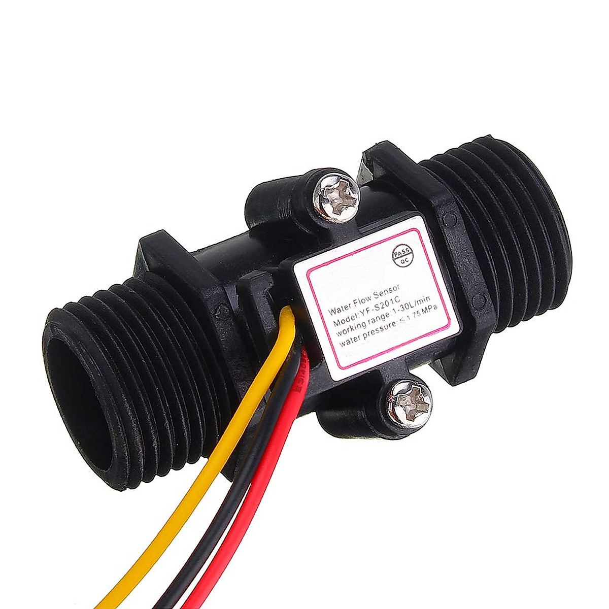 Taidacent 2PCS G1/2 DN15 Plastic Flow Sensor Transparent Liquid Turbine Flow Meter High Precision Hall Sensor Water Flow Sensor Switch urbine Flowmeter Pulse Signal Output (Black)