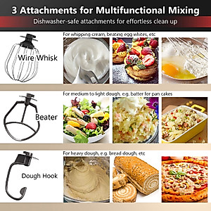 COSTWAY Stand Mixer, 6-Speed Tilt-Head Stand Mixer, 500W, Kitchen Electric Mixer with Dough Hook, Beater, Whisk, 5.3 Quart Stainless Steel Mixing Bowl and Splash Guard (Red)