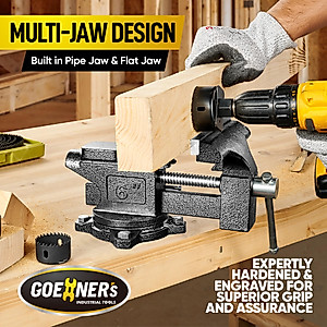 [Upgraded] Bench Vise 6” - Table Vice For Workbench, Utility Vise with Heavy Duty Cast Iron, Multi-Jaw, 270 Degree Swivel Base, Larger Anvil, Easy Adjustment for Woodworking, Workshop DIY Uses