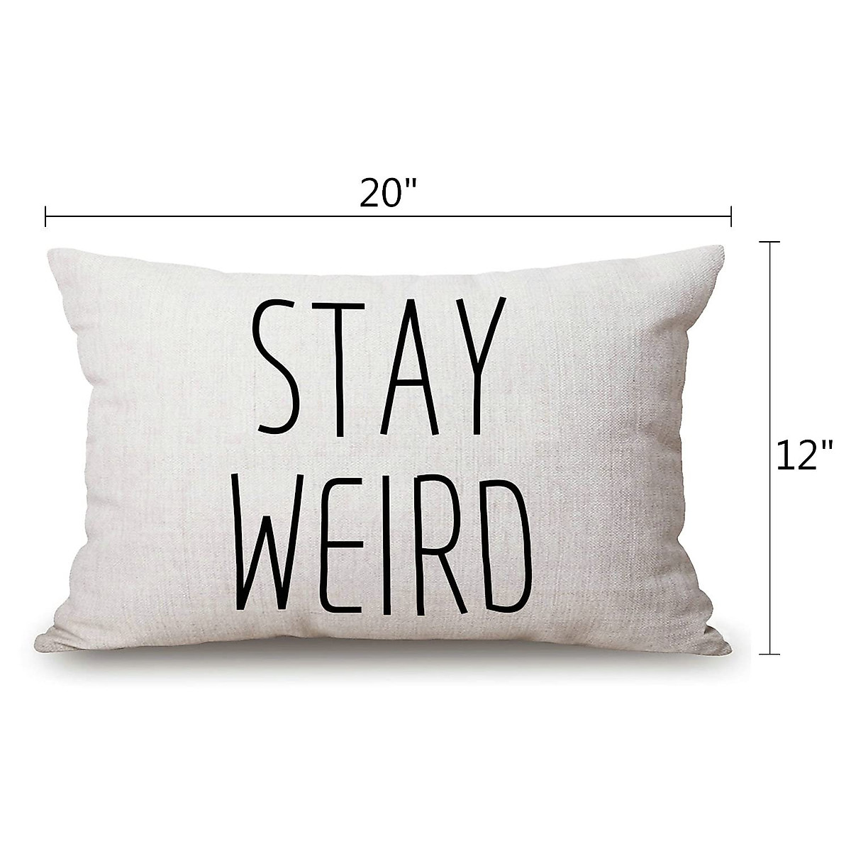 Funny Stay Weird Black White Lumbar Throw Pillow Cover 12x20 Inch Decorative Bedroom Living Room Rectanglar Cushion Case for Bed Sofa Couch