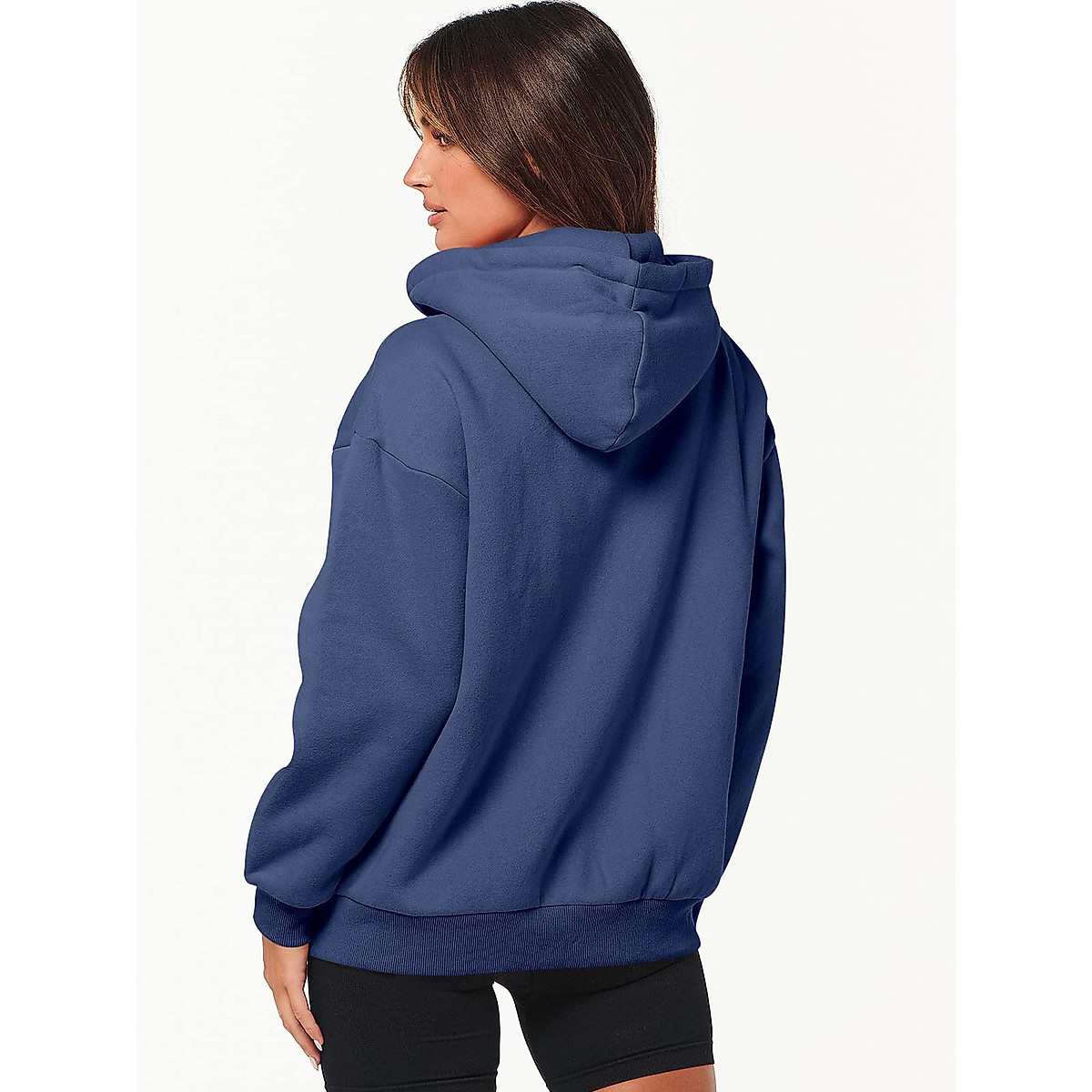 ANRABESS Womens Zip Up Hoodies Long Sleeve Oversized Sweatshirts Fleece Y2K Jacket Pockets 2025 Fall Outfits Fashion Clothes Navy Blue Small