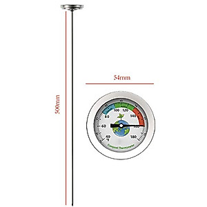 kobeIeen 50cm Stainless Steel Compost Soil Measuring Garden 40-180℉