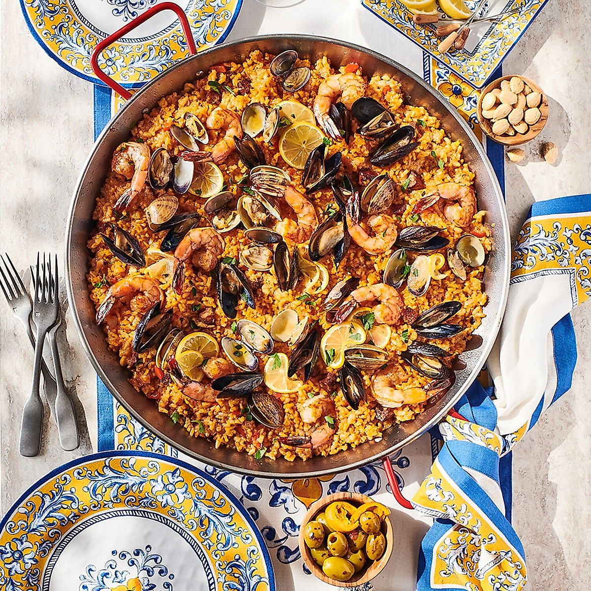 Sur La Table Spanish Paella Pan, 16½", Serves 10, Silver