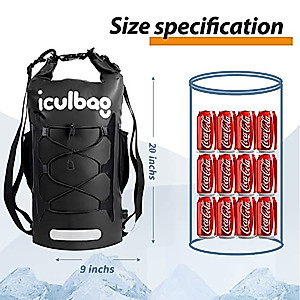 Iculbag Small Cooler Backpack Insulated Waterproof 20L/25Cans Backpack Coolers Insulated Leak Proof Roll Top Outdoors Ice Lunch Bags for Men Women Beach Camping Hiking Picnic Travel 18 Hours Cooling