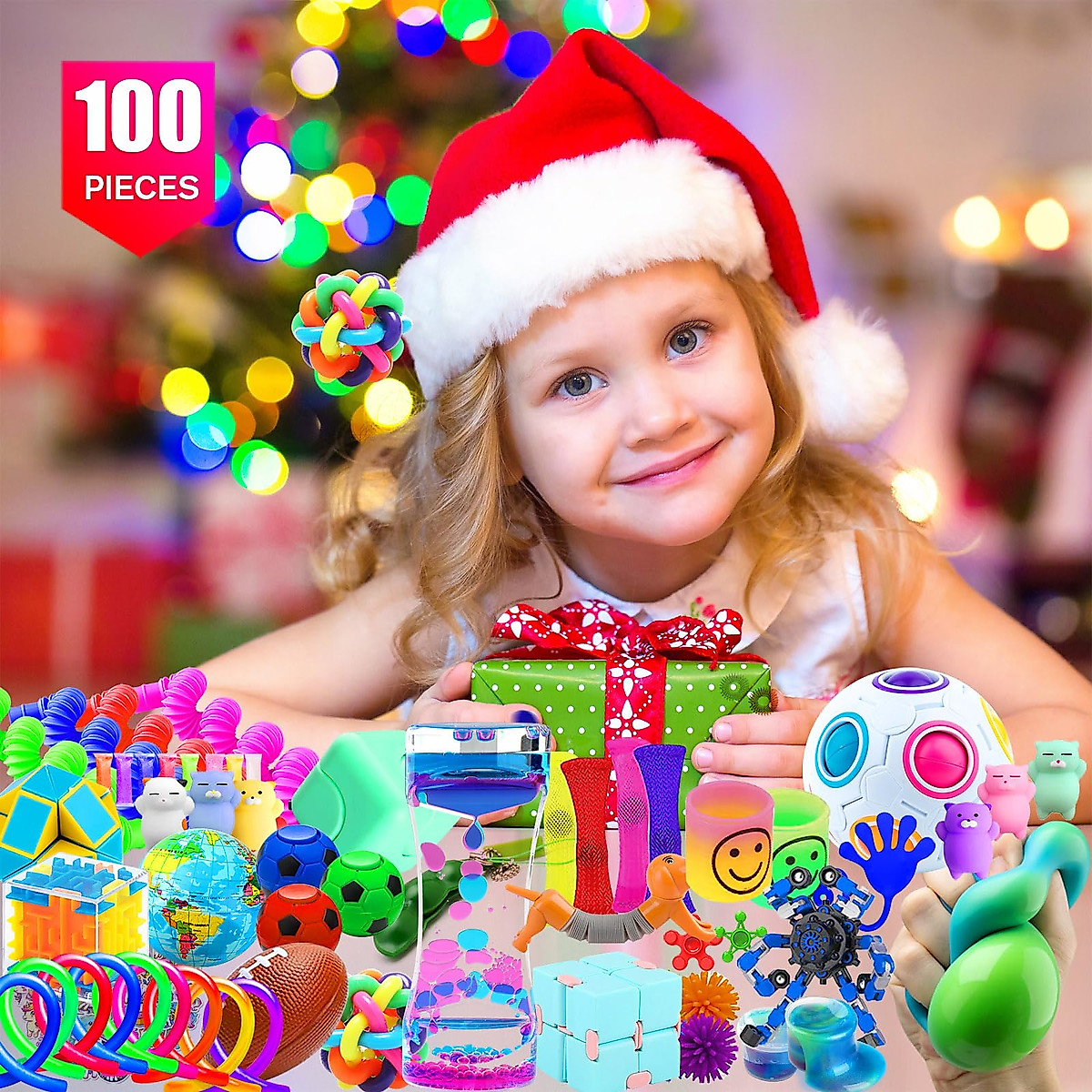 nobasco 100 Pack Sensory Fidget Toys Set, Party Favor Toy Assortment, Birthday Gifts Toys, School Classroom Rewards, Carnival Prizes, Pinata Fillers Goodie Bags Fillers for ADHD Autism Stress Anxiety