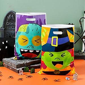 JOYIN 72 Pcs Halloween Treat Bags with 6 Designed Characters, Halloween Plastic Goodie Bags, Halloween Candy Bags, Halloween Trick or Treat Bags for Halloween Snacks Stuffers Party Favor Supplies