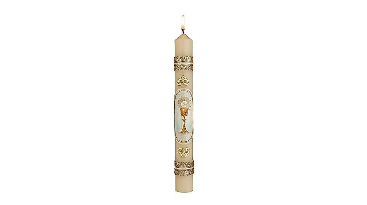 First Holy Communion Candle with Chalice & Host - Catholic Gift for Kids