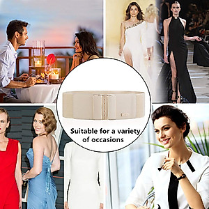 MIJIU Ladies Belts Elastic Stretch Wide Belt With high gloss metal buckle 3"