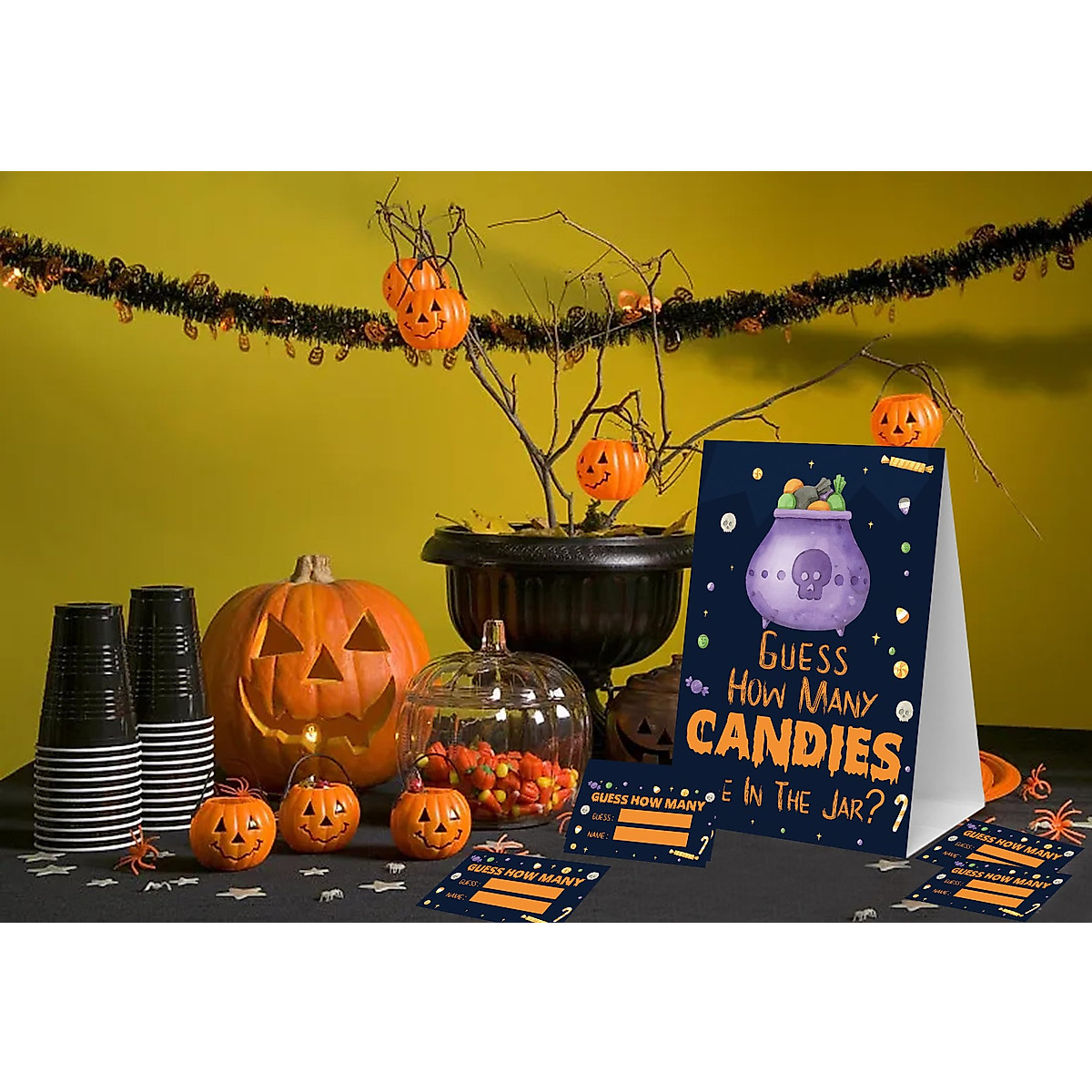Halloween Baby Shower Decorations,Guess How Many Candies Are In The Jar,Baby Shower Game,Bridal Shower Candy,Halloween Party Favors Supplies,Thanksgiving Party,1 Sign & 50 Guess Cards-D4