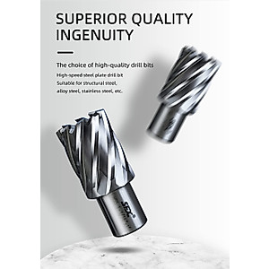 LYXC M2AL HSS Annular Cutter Set 10pcs 3/4'' Weldon Shank 1'' Cutting Depth 7/16" Cutting Diameter for Mag Drill Press