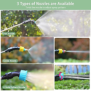 SideKing Battery Powered Sprayer 1.35Gallon/5L, Electric Garden Sprayer with USB Rechargeable Handle, Weed Sprayer with 3 Mist Nozzles, Telescopic Wand, and Shoulder Strap for Lawn and Garden