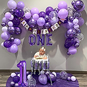 Purple Balloons Purple Confetti Balloon Set, 60Pcs 12Inch Metallic Chrome Purple Balloons Lavender Lilac Balloons Dark Purple Latex Balloons for Birthday Wedding Baby Shower Party Decoration