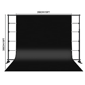 INNOVSIGN 10x10 Ft Black Background Screen Wrinkle Resistant Background with 8 Background Clips, Cotton Fabric Foldable ChromaKey Black Screen Background for Photography Studio
