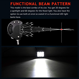 AUXTINGS 22 inch 120W Spot Flood Beam Led Light Bar 2X 4 inch 18W Spot LED Pods Fog Lights with 12V Wiring Harness Kit 2 Leads for Jeep Pickup Off Road Truck 4X4 ATV Boat Trailer,Waterproof