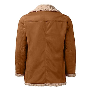 WOSJKDJ Shearling Coat Men Sheepskin Leather Jackets Shearling Fur Lined Bomber Jacket Crop Warm Winter Trench Coat S-5XL