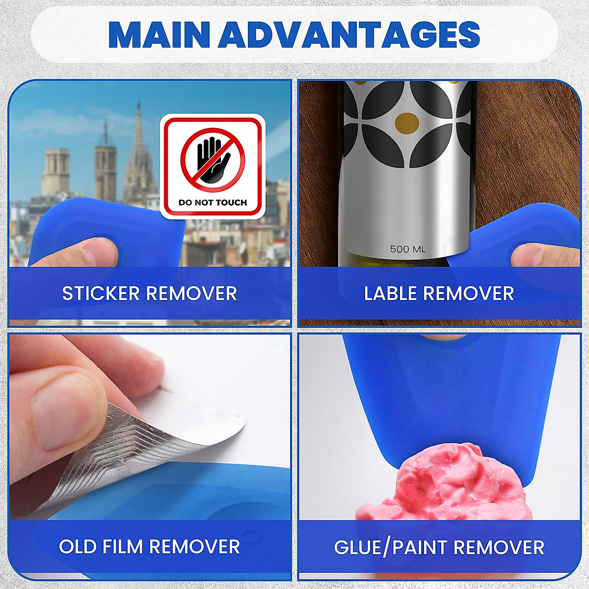 4Pcs Multi Tool Car Sticker Removal Tool - Plastic Window Sticker Remover for Cars Hard Plastic Blade Scrapers for Cleaning Tool - Household Supplies Plastic Sticker Tool Sticker Scraper for Cleaning