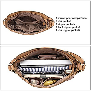 CLUCI Hobo Purses Handbags for Women Vegan Leather Tote Fashion Crossbody Large Shoulder Bag Two-tone Camel