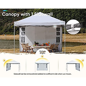 Quictent 10x10 Pop up Canopy with Sidewall, Easy up Canopy Tent Including 1 Sidewall with Pockets, for Camping and Outdoor Events-White
