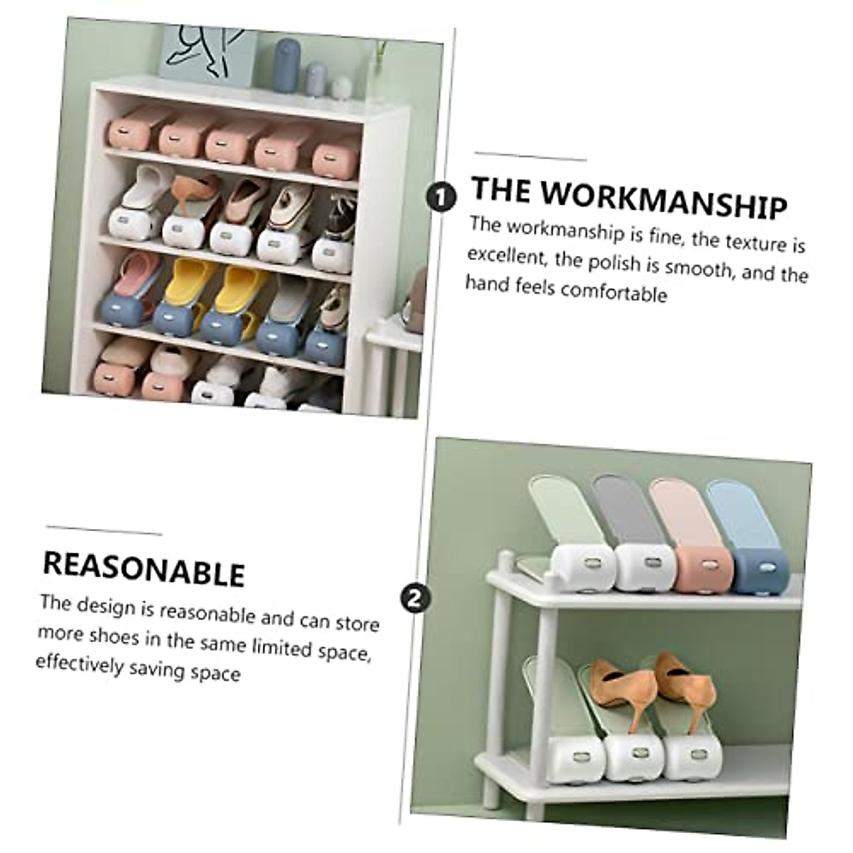 HONMEET 4pcs Shoe Rack Shoe Organizer Rack Stackable Shoe Storage Shoe Slots for Shelf Shoe Stacker Slots Stackable Shoe Slots Pp Shoes Slots Rack Shoes Stand Shoes Organize Double Layer