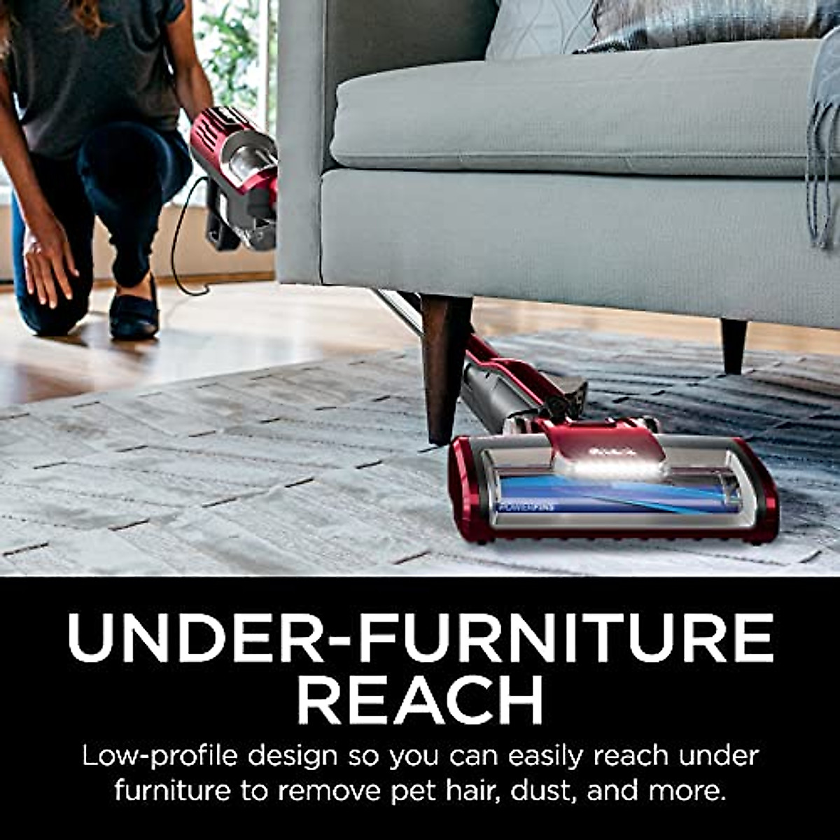 Shark HZ602 Ultralight Pet Pro Corded Stick Vacuum with PowerFins & Self-Cleaning Brushroll, Perfect for Pets, Converts to Hand Vacuum, Pet Power Brush, Crevice & Upholstery Tools, Comet Red