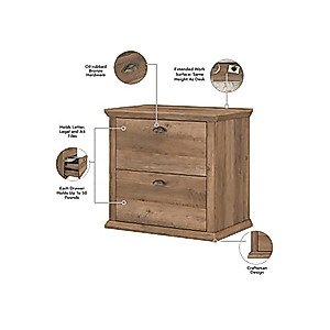 Bush Furniture Yorktown 2 Drawer Lateral File Cabinet in Reclaimed Pine