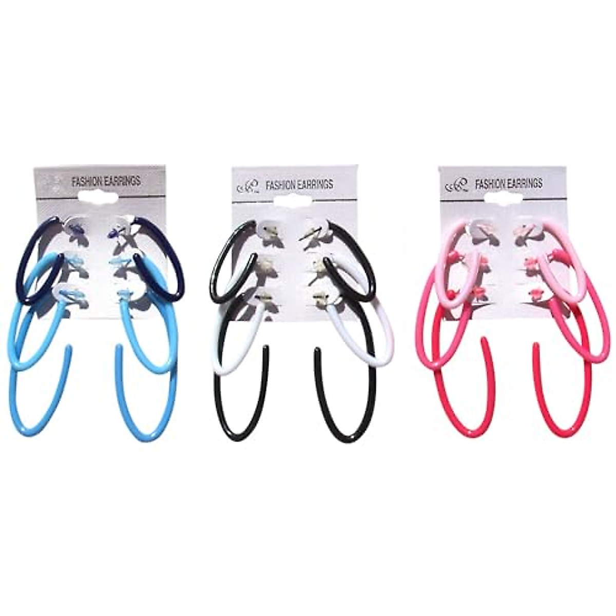 6 Pairs Multi Colors Oblong Hoop Acrylic Nylon Plastic Post Earrings Medical Hypoallergenic No Metal Studs Sensitive Ears