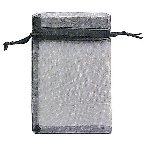 TheDisplayGuys 100-Pack 4x6 Black Sheer Organza Gift Bags with Drawstring, Goodie Bags for Jewelry, Candy Bags, Treat Bags, Wedding Favors Small Mesh Bags