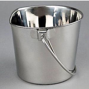 Advance Pet Product Heavy Stainless Steel Flat Bucket, 13 Quart Flat