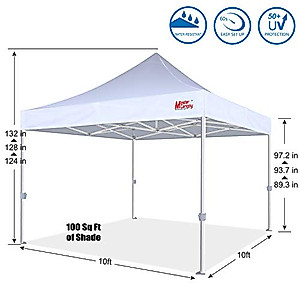 MASTERCANOPY Premium Heavy Duty Pop Up Commercial Instant Canopy Tent (10x10, White)