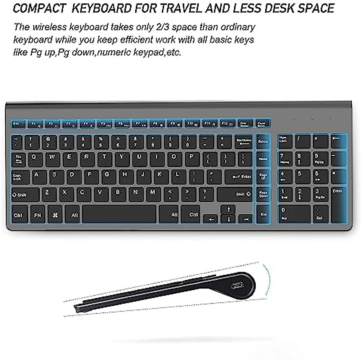 Wireless Keyboard Mouse Combo, J JOYACCESS Ergonomic and Cordless Keyboard and Mouse Set for PC,Windows, Computer, Laptop, Desktop, Chromebook,Mac-Grey