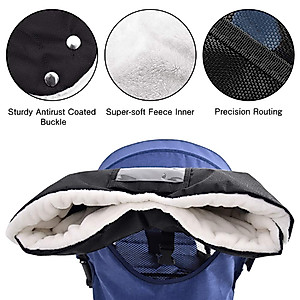 COCODE Pram Hand Muff,Baby Pushchair Fleece Hand Gloves Stroller Hand Muff Hand Warmer Windproof Thickening Anti-Freeze Gloves Universal Pram Accessory with Touch Screen Phone Bag