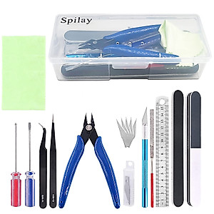 Spilay 16 Pcs Hobby Building Model DIY Tool Kit, Modeler Basic Miniature Handmade Craft Tools Set for Dollhouse Miniature Building