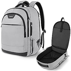 Travel Backpack for Men Women, 40L Carry On Backpack Flight Approved, TSA Suitcase Luggage Backpack for Weekender Business Trips, College School Bag for 15.6 17in Laptop, Grey