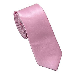 Andongnywell Solid Color Slim Ties Pure Color Necktie Mens Ties Skinny Narrow Necktie Formal Tie Neckties (Pink,One Size)