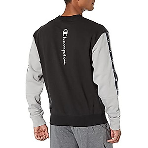 Champion Midweight Fleece Pullover, Men’s Logo Sweatshirt, Black/Dull Grey, Medium